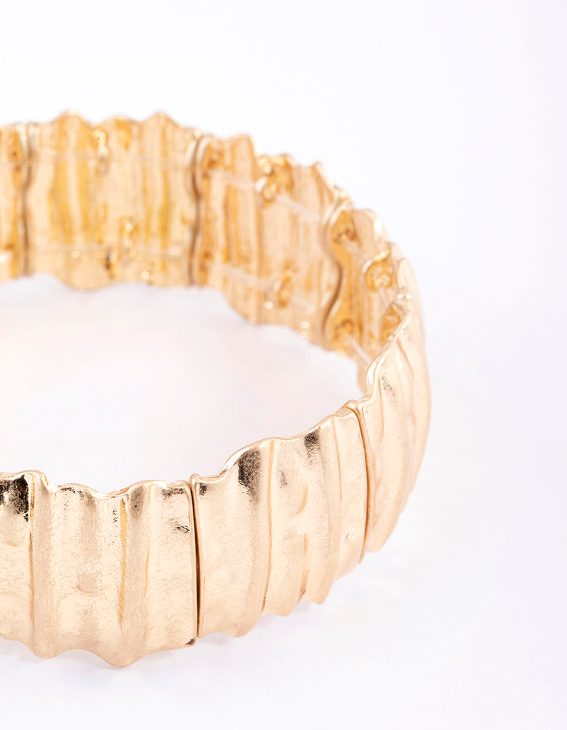 Gold Scrunch Texture Stretch Bracelet - Lovisa