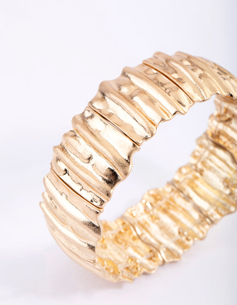 Gold Scrunch Texture Stretch Bracelet - Lovisa