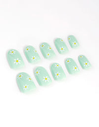 Plastic Mint Daisy Press On Nails - Lovisa