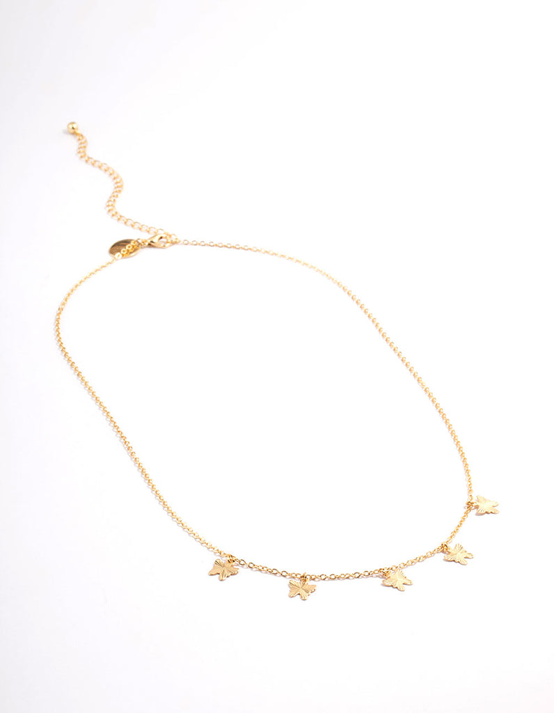 Gold Plated Multi Butterfly Necklace - Lovisa