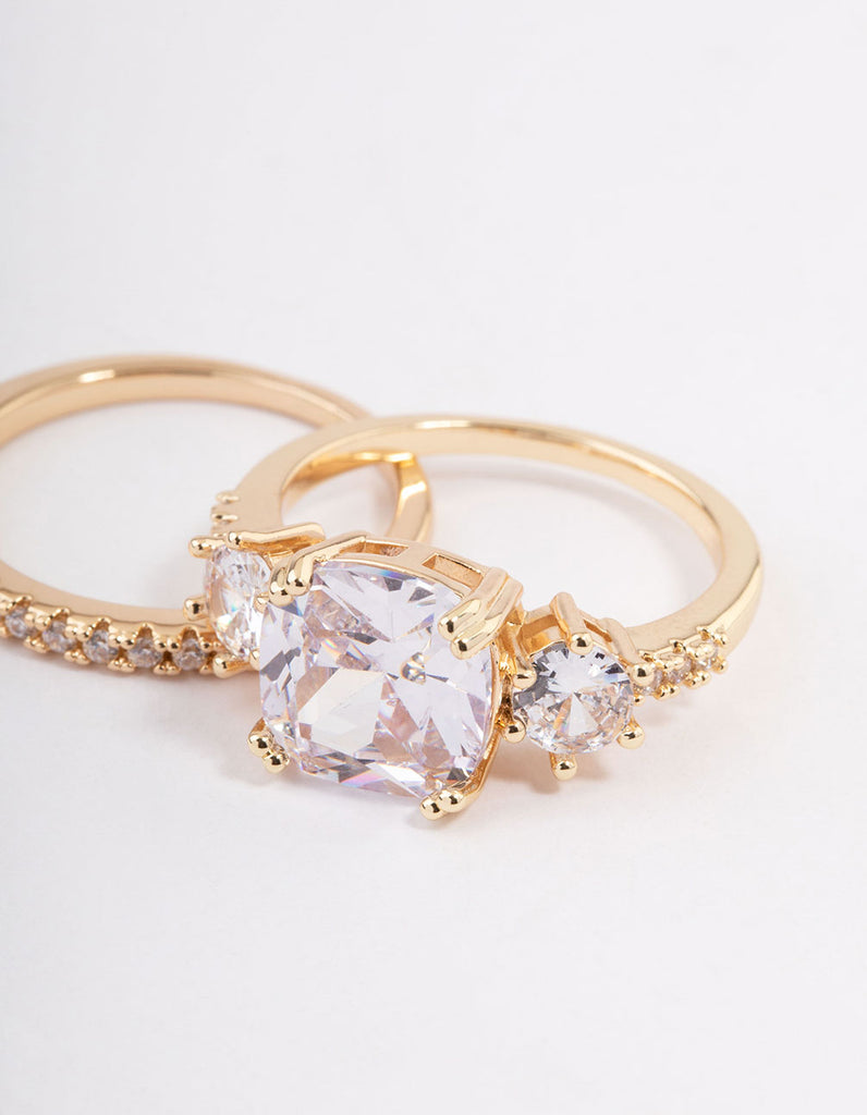 Gold Three Stone Ring Set - Lovisa