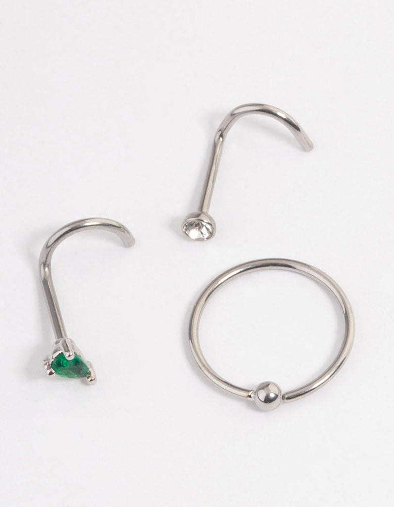 Surgical Steel Green Pear Nose Pack - Lovisa