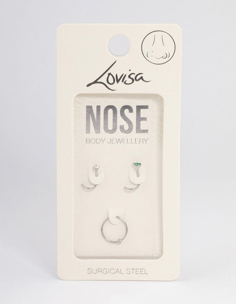 Surgical Steel Green Pear Nose Pack - Lovisa