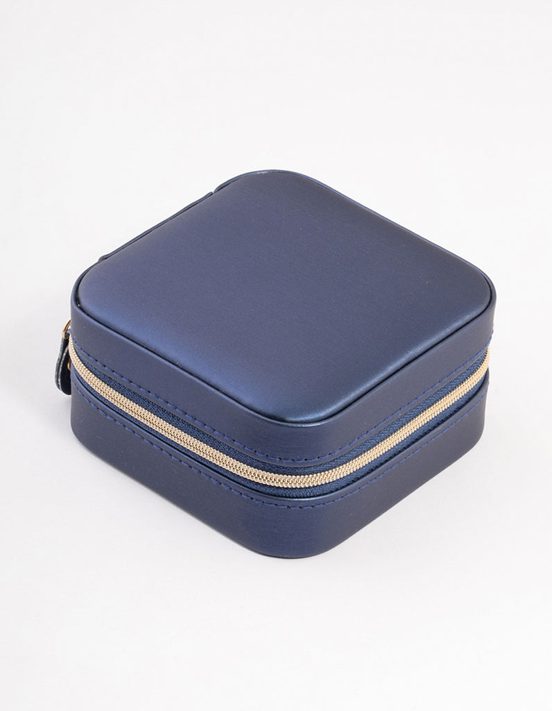 Navy Faux Leather Compact Jewellery Box - Lovisa
