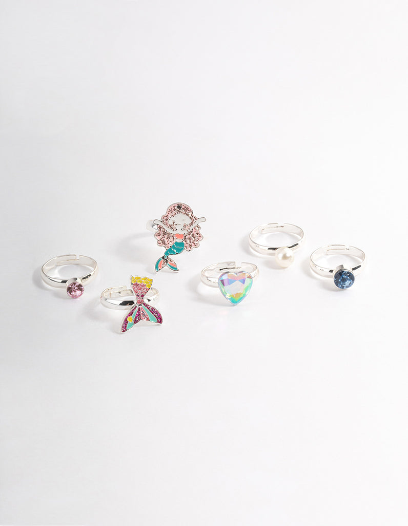 Kids Mermaid & Pearl Ring 6-Pack - Lovisa