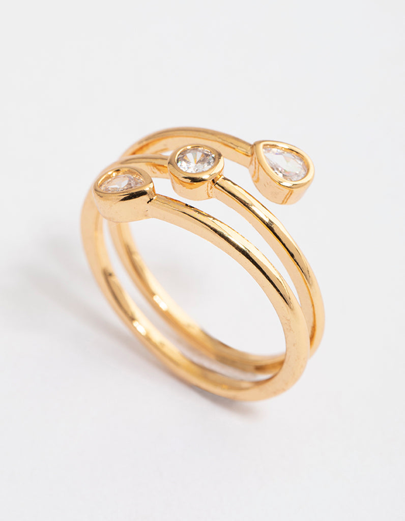 Gold Plated Multi Shape Tier Ring - Lovisa