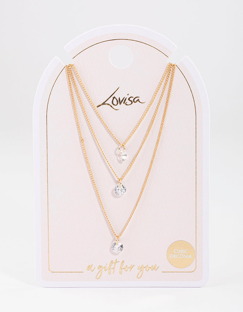 Gold Classic Diamante Layered Necklace - Lovisa