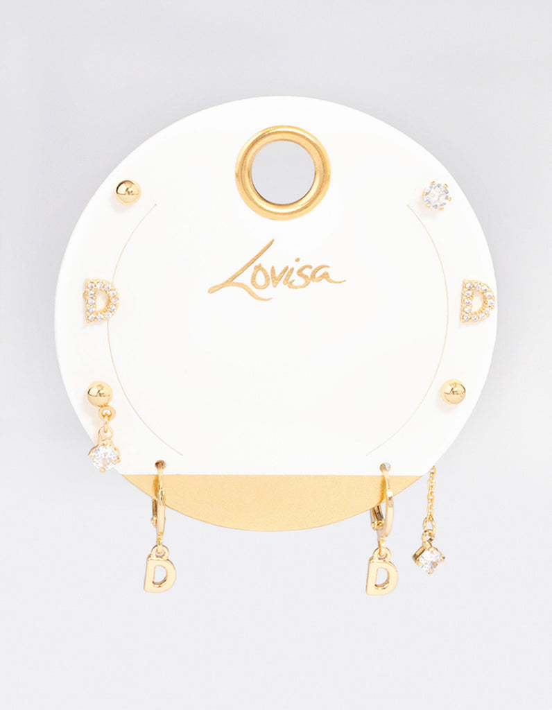 Letter 'D' Gold Plated Initial Ear Stackers - Lovisa