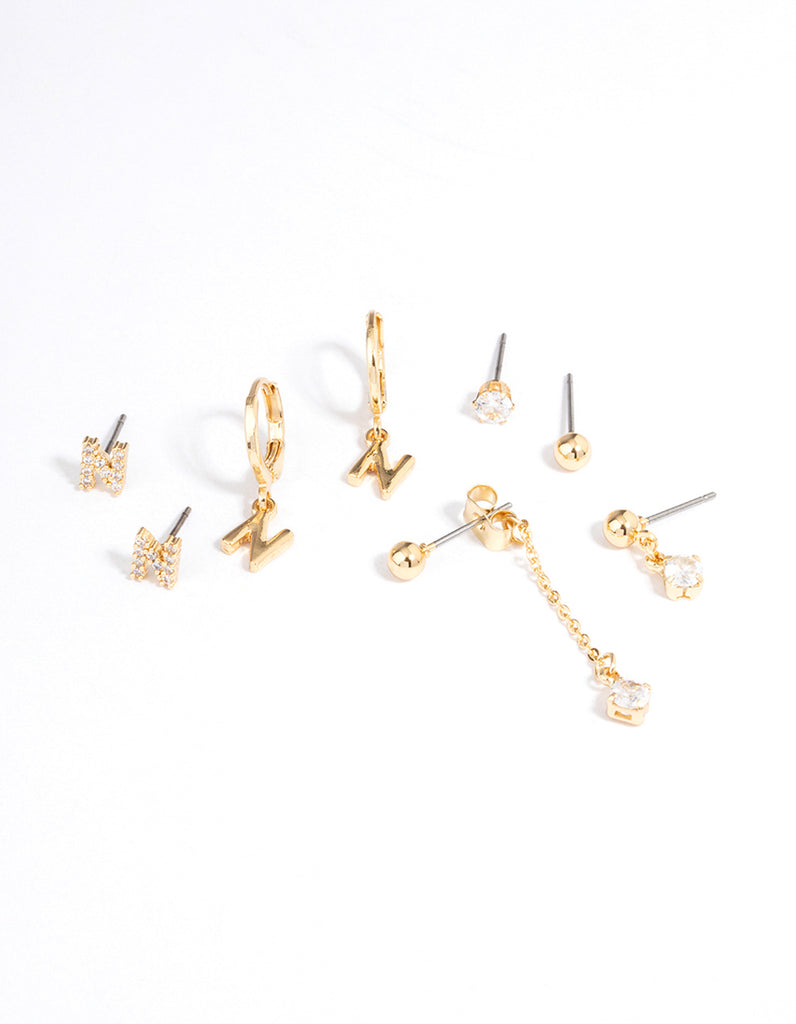 Letter 'N' Gold Plated Initial Ear Stackers - Lovisa