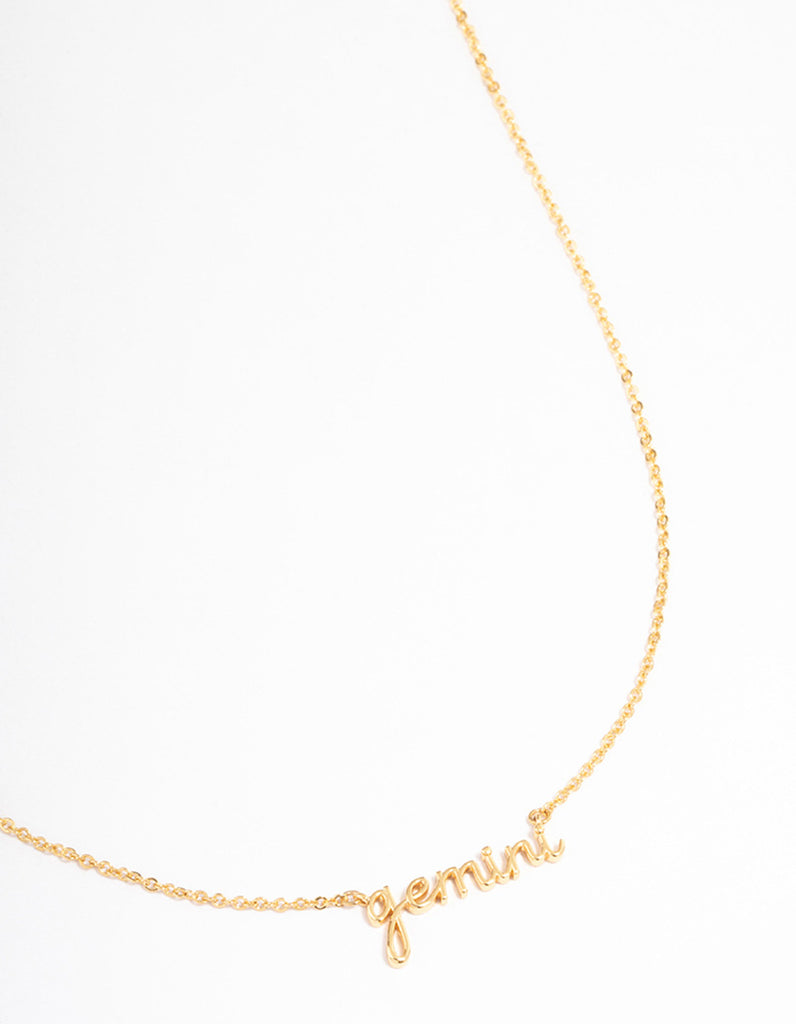 Gold Plated Gemini Script Pendant Necklace - Lovisa