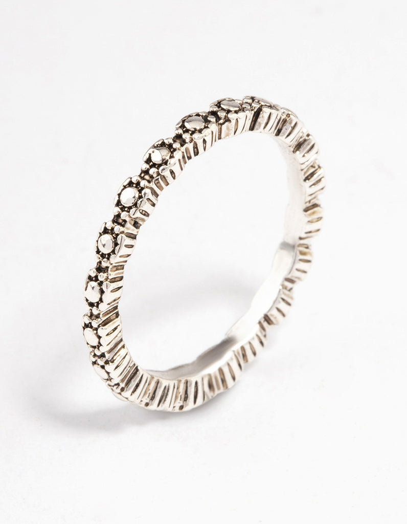 Antique Silver Tiny Flower Ring - Lovisa