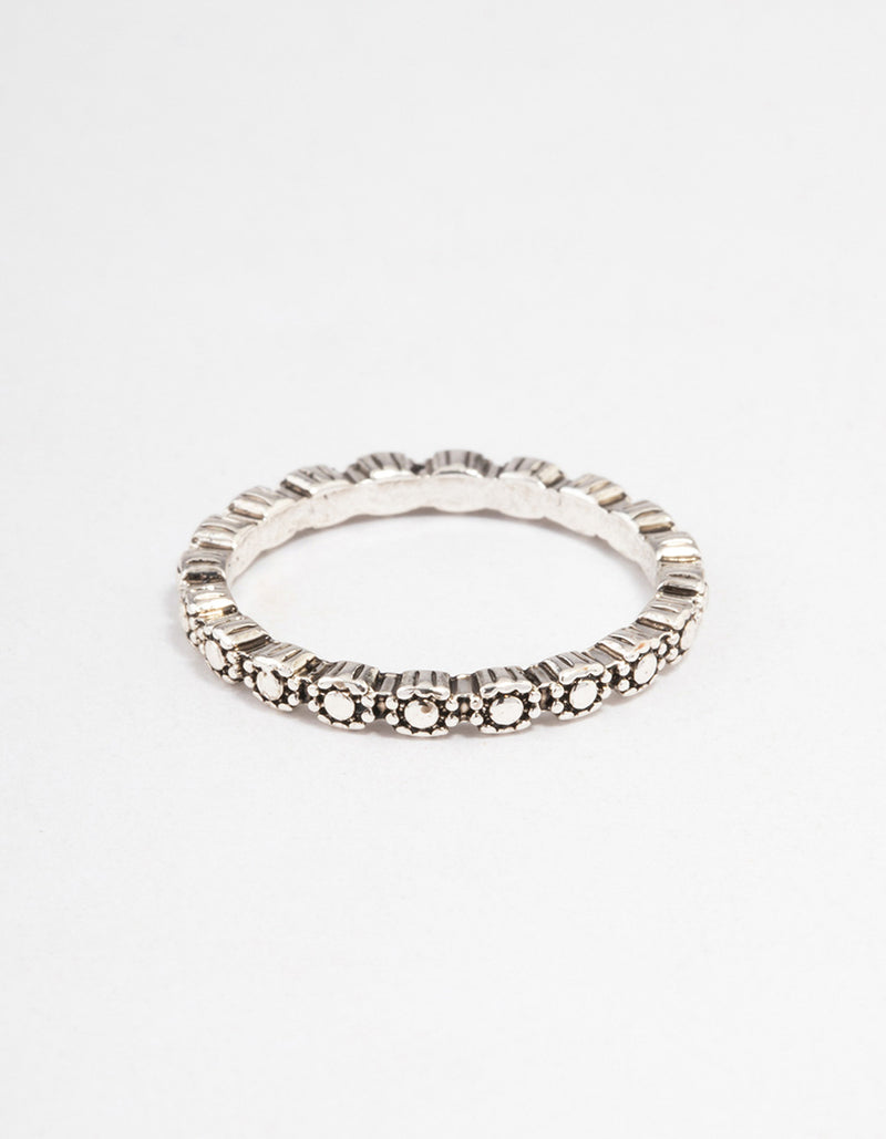 Antique Silver Tiny Flower Ring - Lovisa