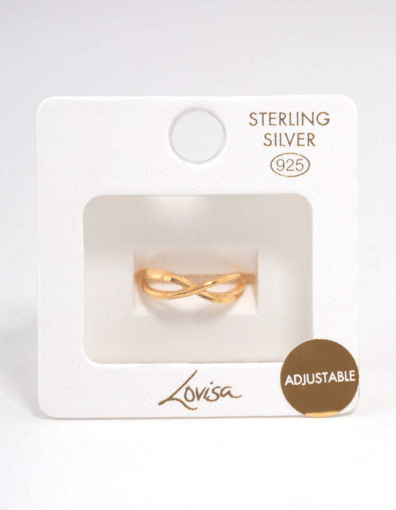 Gold Plated Sterling Silver Cross Over Ring - Lovisa