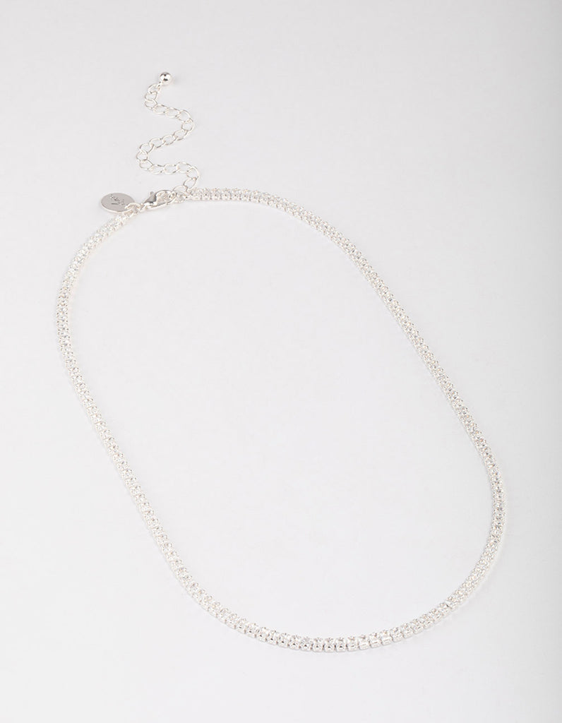 Silver Plated Fine Cubic Zirconia Cupchain Tennis Necklace - Lovisa