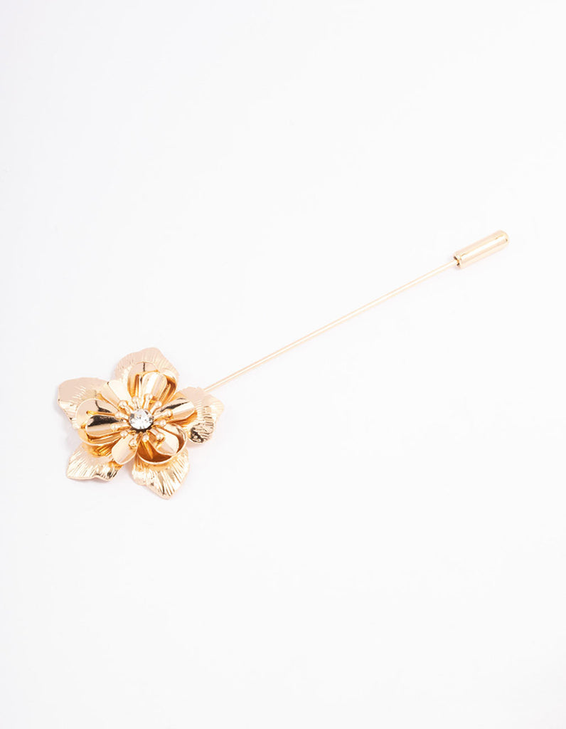 Gold Large Flower Scarf Pin - Lovisa