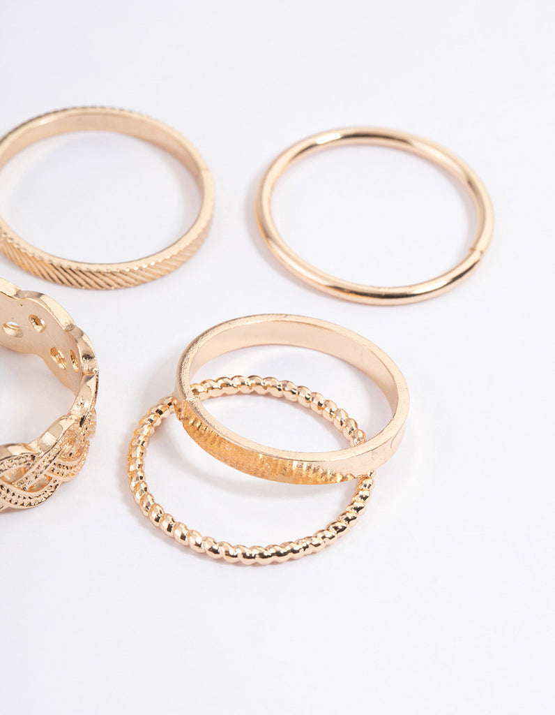 Gold Classic Braid Ring 8-Pack - Lovisa