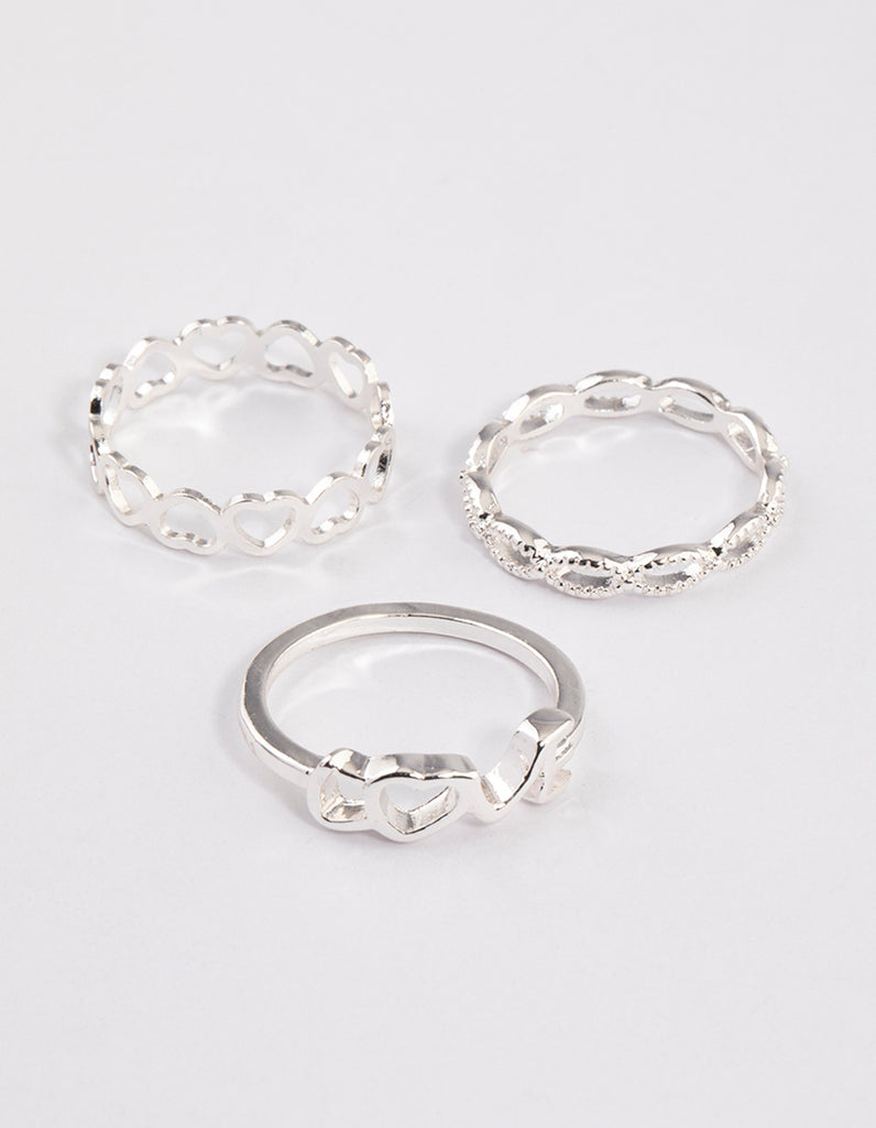 Silver Love & Heart Ring Pack - Lovisa