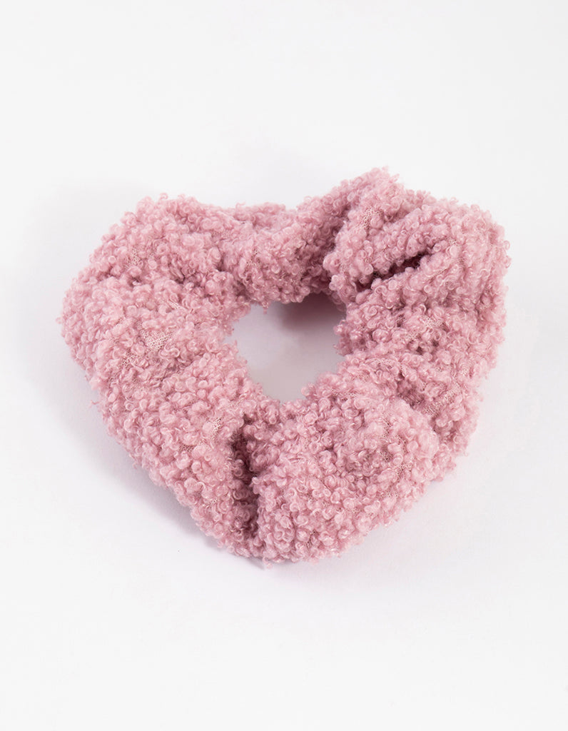 Pink Teddy Material Hair Scrunchie - Lovisa