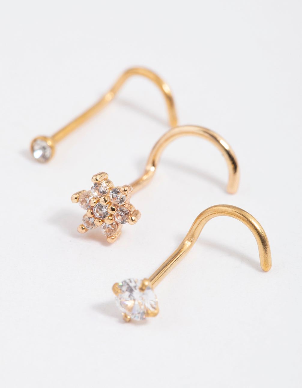 Gold Plated Surgical Steel Flower Nose Stud Pack - Lovisa