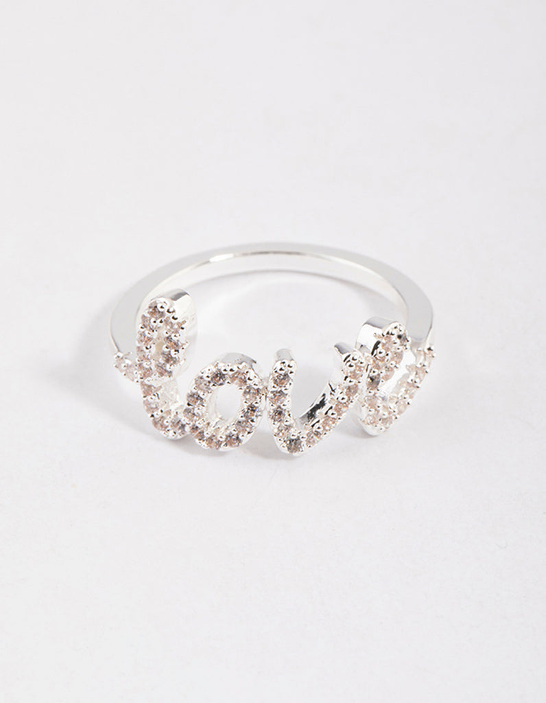 Silver Plated Love Script Ring - Lovisa