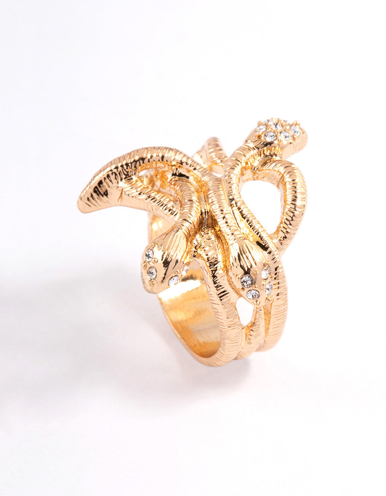 Gold Twisted Snake Ring - Lovisa