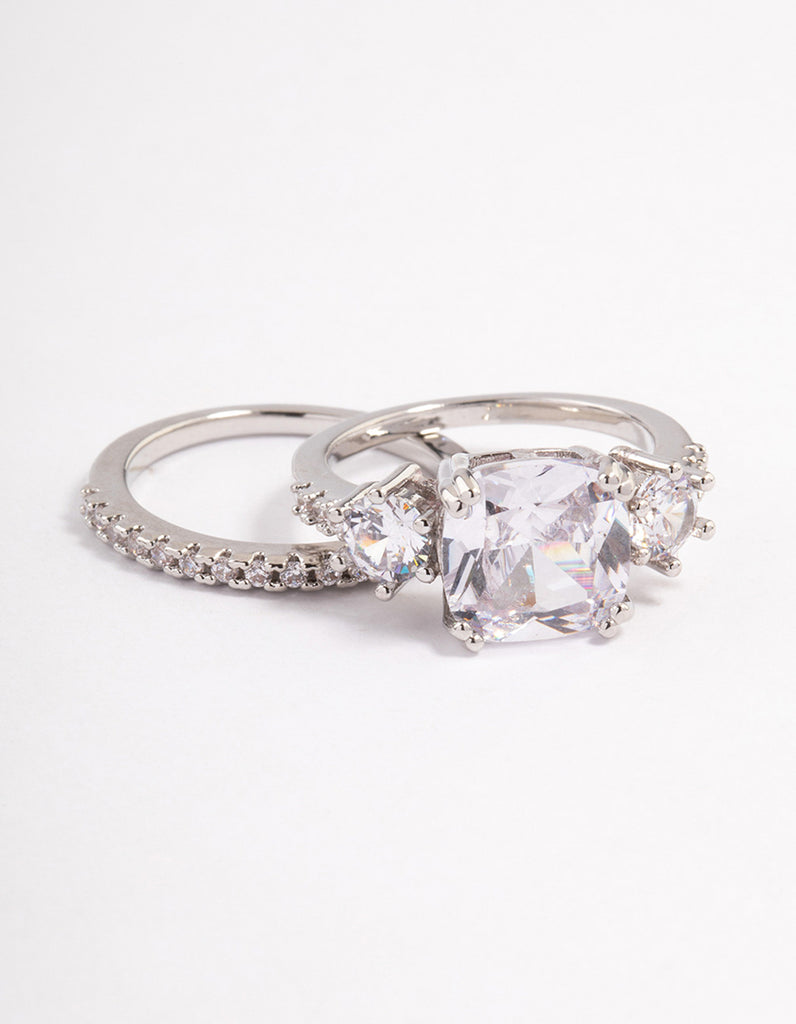 Silver Triple Stone Ring Set - Lovisa