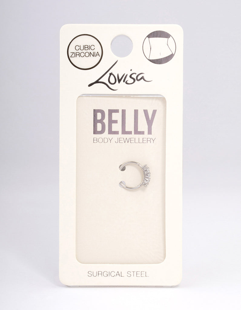 Surgical Steel Cubic Zirconia Side Claw Belly Ring - Lovisa