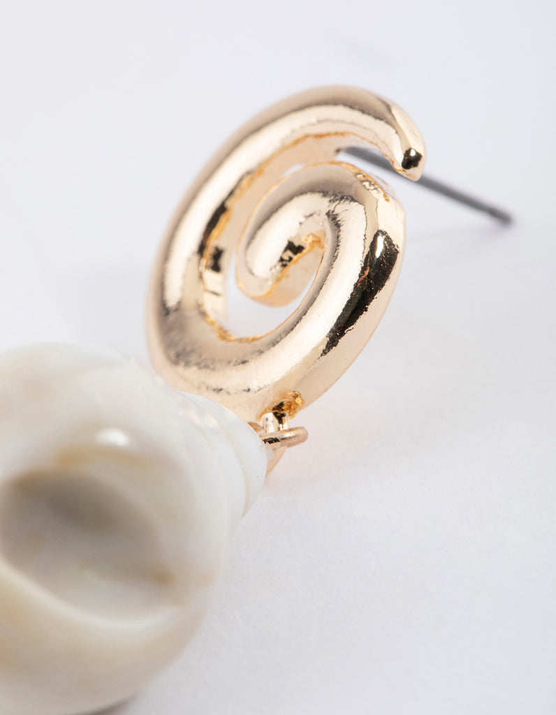 Gold Spiral Shell Drop Earrings - Lovisa