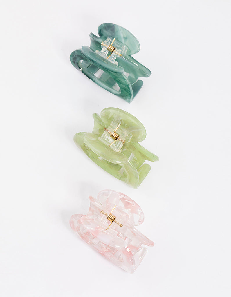 Green Acrylic Mini Oval Claw Clip Pack - Lovisa