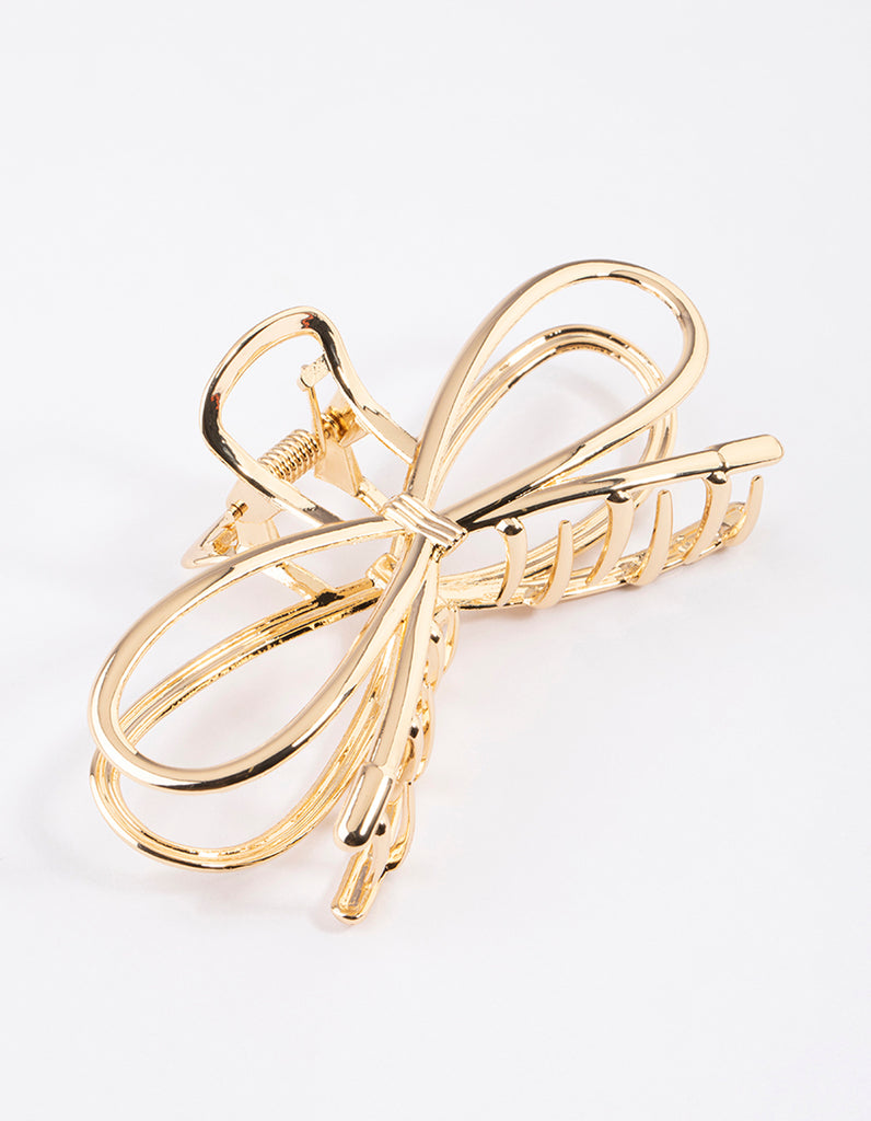 Gold Molten Large Bow Claw Clip - Lovisa