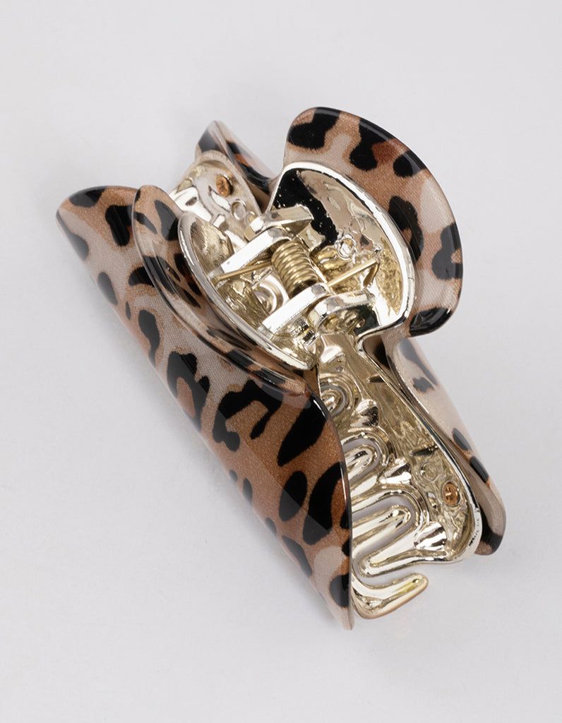 Acrylic Brown Leopard Print Arched Claw Clip - Lovisa