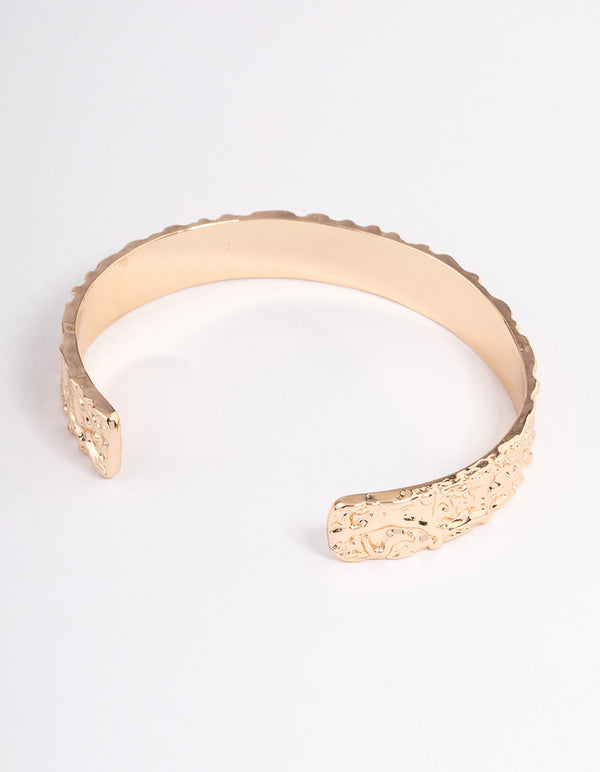 Gold Hammered Cuff Bangle - Lovisa