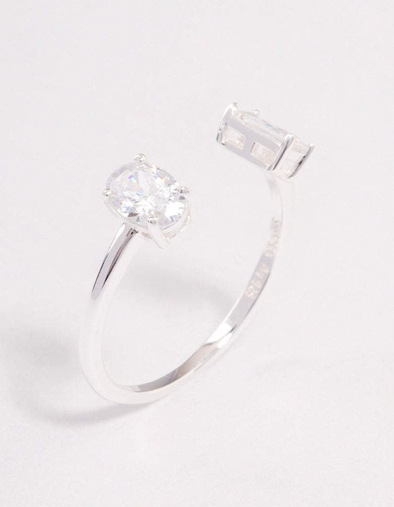 Sterling Silver Double Statement Cubic Zirconia Ring - Lovisa