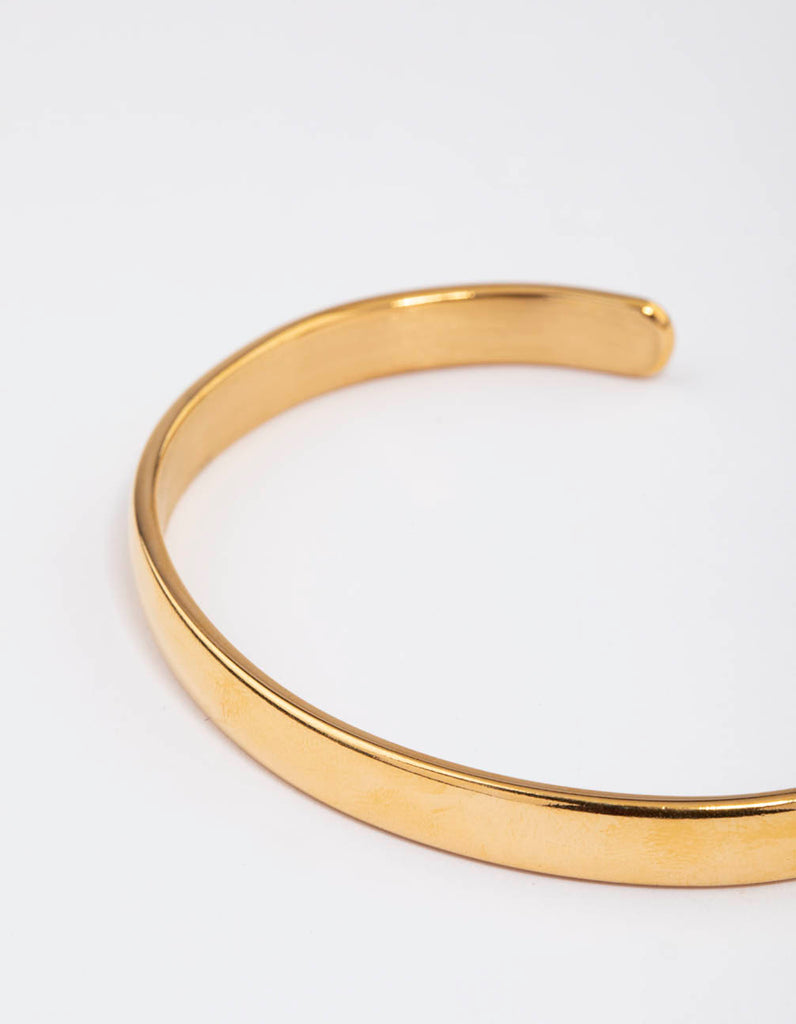 Gold Plated Stainless Steel Classic Plain Wrist Cuff - Lovisa