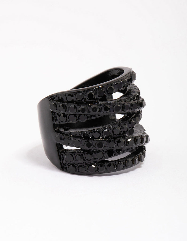 Black Coated Layered Band Ring - Lovisa