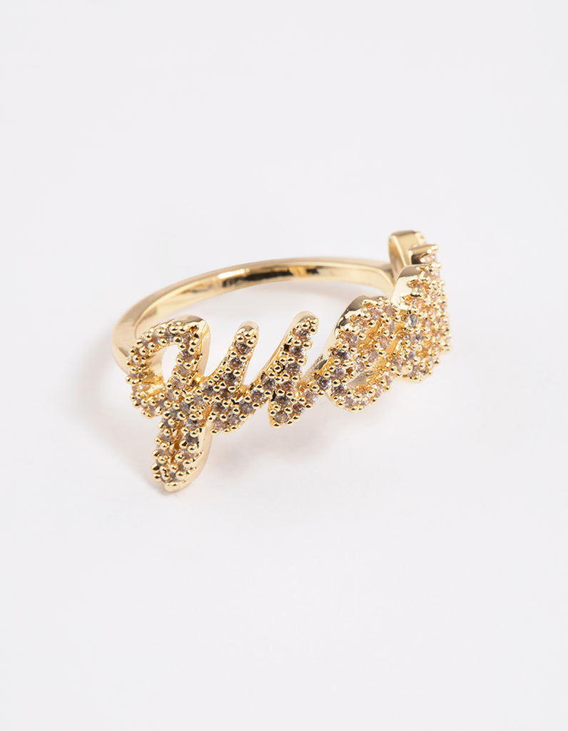 Gold Plated Queen Script Ring - Lovisa