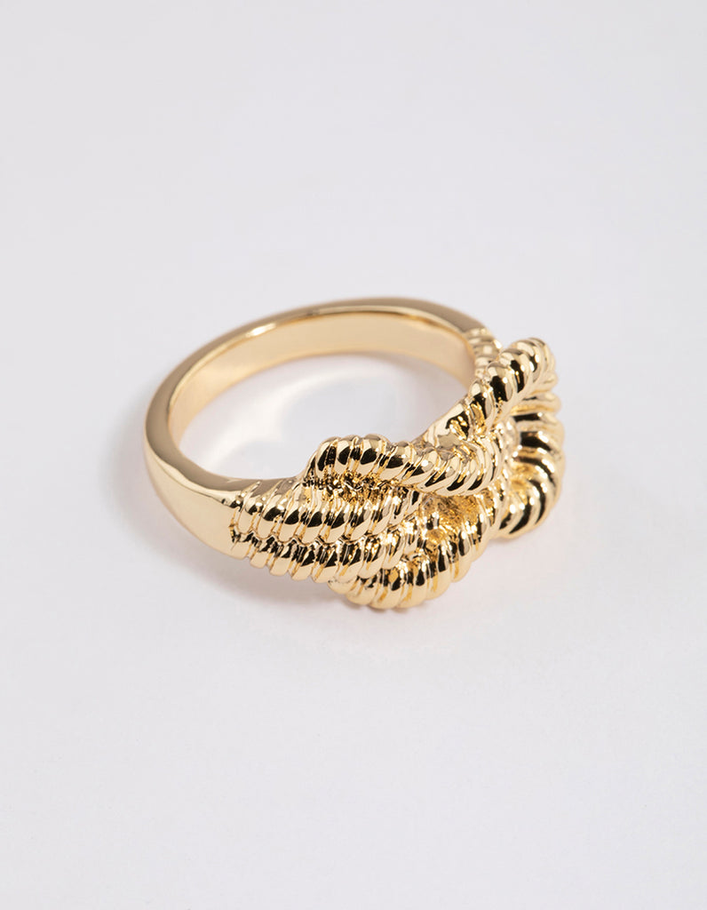 Gold Plated Rope Knot Ring - Lovisa