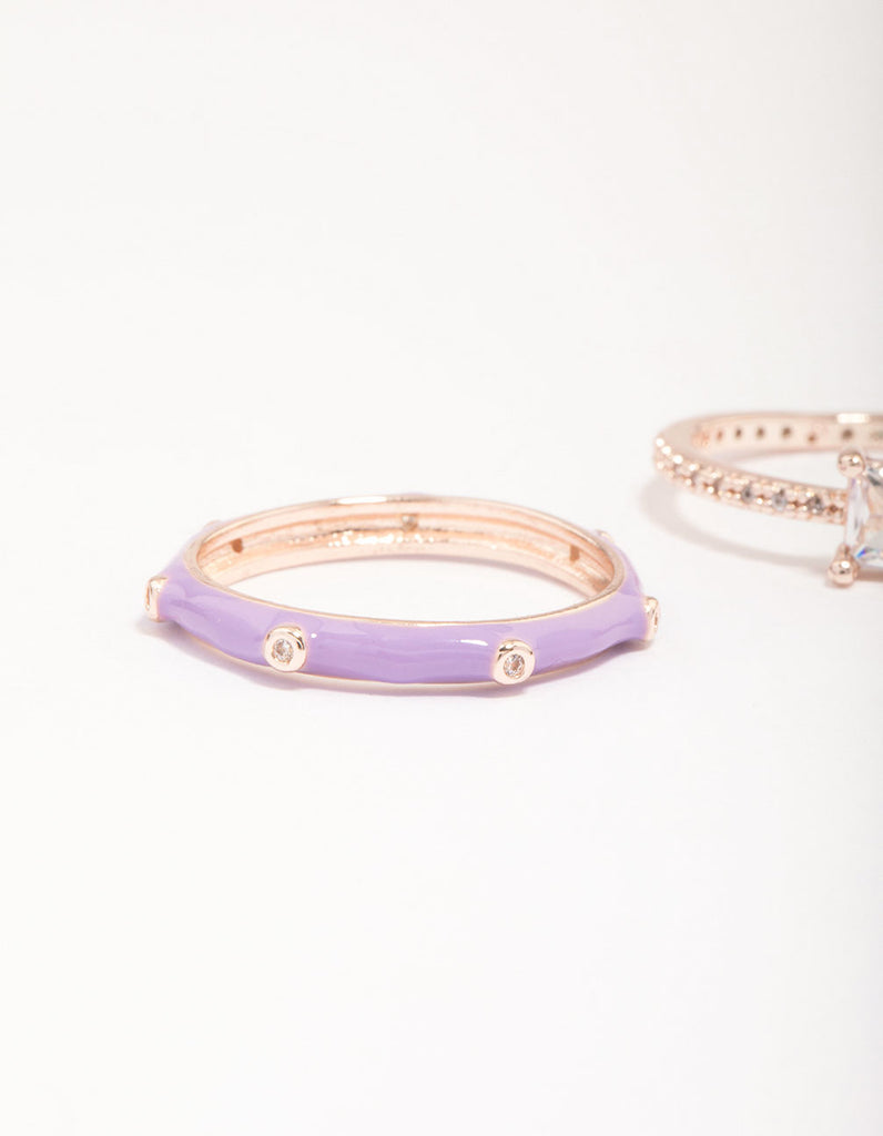 Rose Gold Enamel Ring Pack - Lovisa
