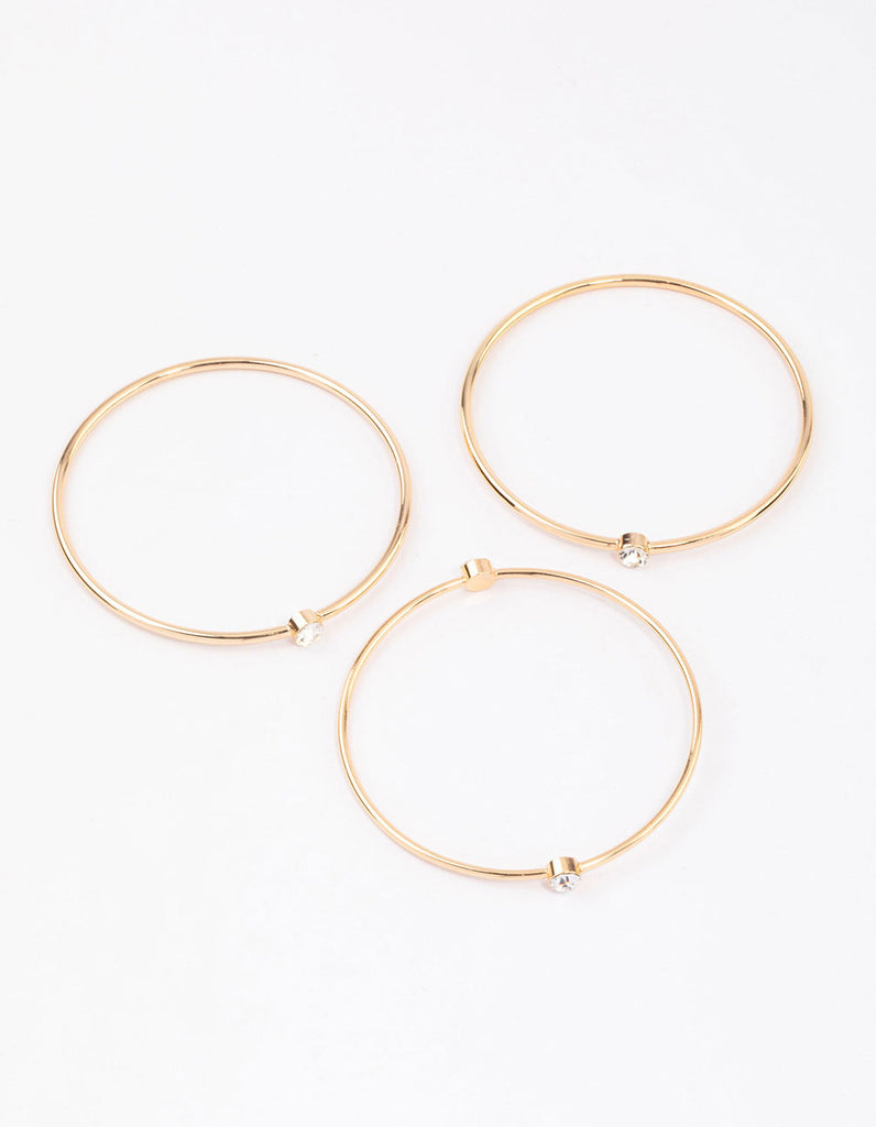 Gold Diamante Stone Bangle Pack - Lovisa
