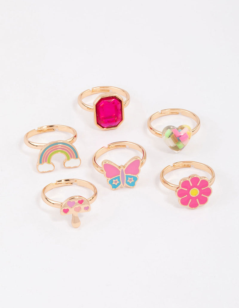 Kids Flower Garden Ring 6-Pack - Lovisa