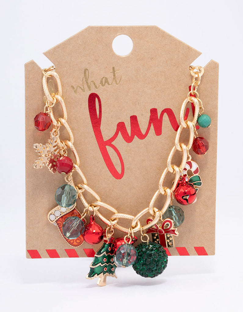 Gold Christmas Charm Chain Necklace - Lovisa