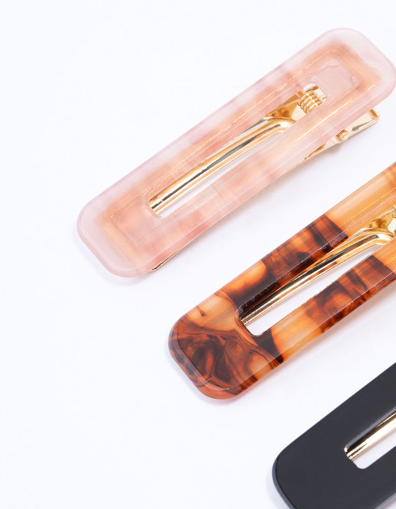 Acrylic Marble Hair Clips 3- Pack - Lovisa