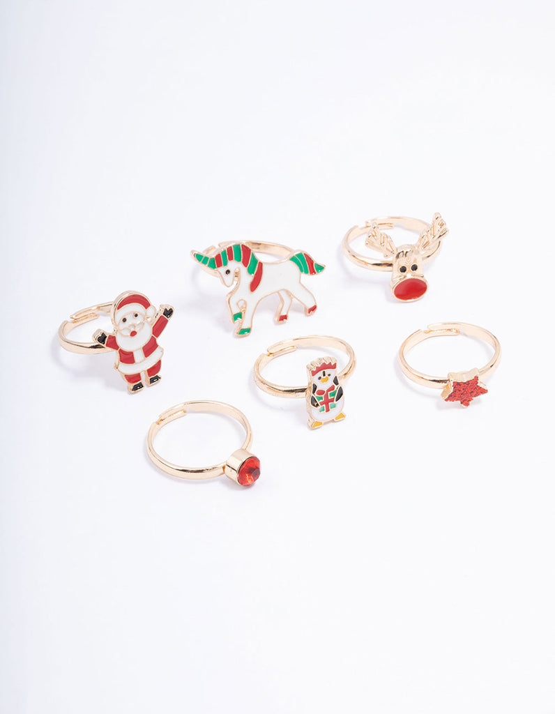 Kids Christmas Santa Ring 6-Pack - Lovisa