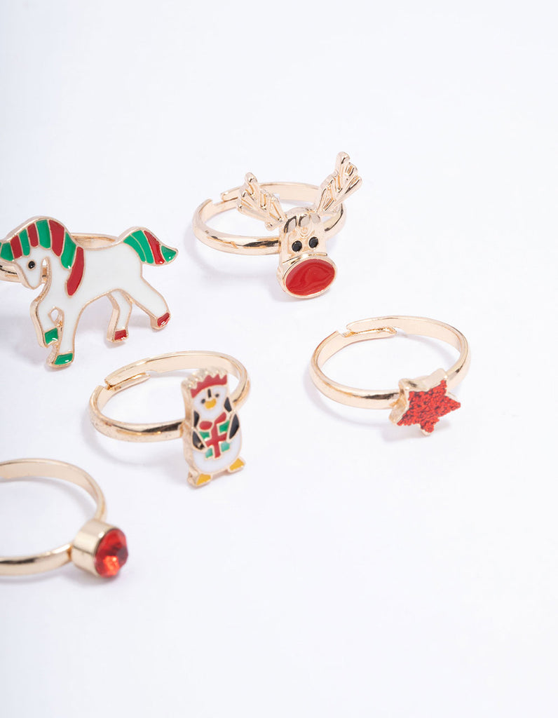 Kids Christmas Santa Ring 6-Pack - Lovisa