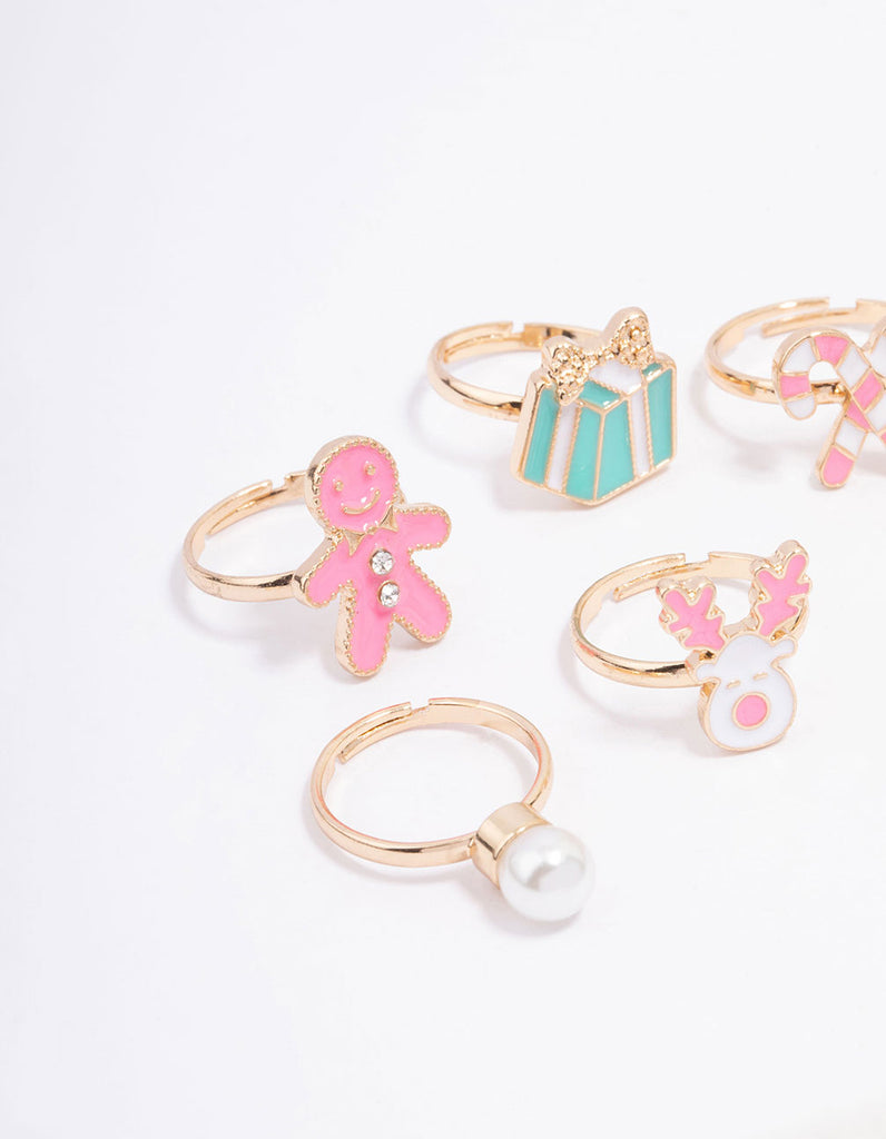Kids Christmas Gingerbread Ring 6-Pack - Lovisa
