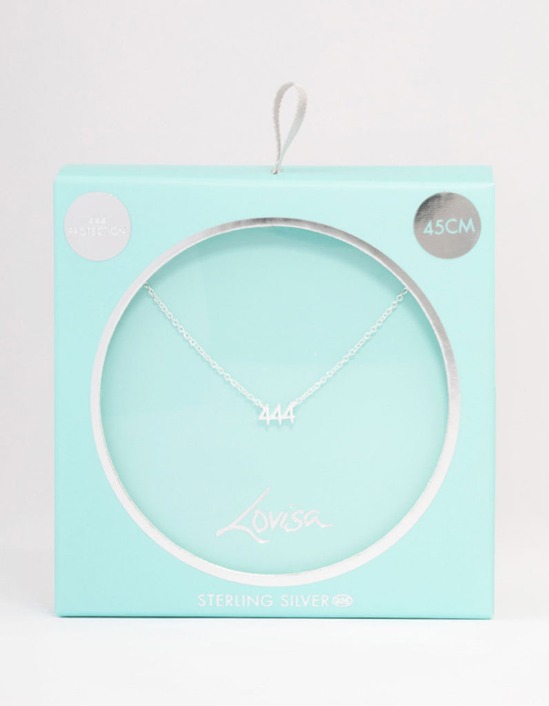 Sterling Silver 444 Angel Number Pendant Necklace - Lovisa