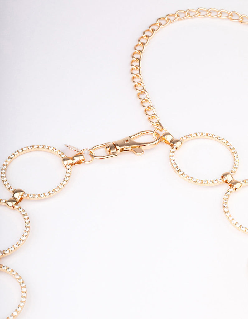 Gold Large Diamante Circle Belt - Lovisa
