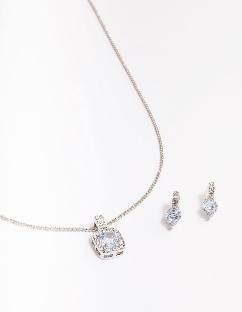 Silver Square Halo Jewellery Set - Lovisa
