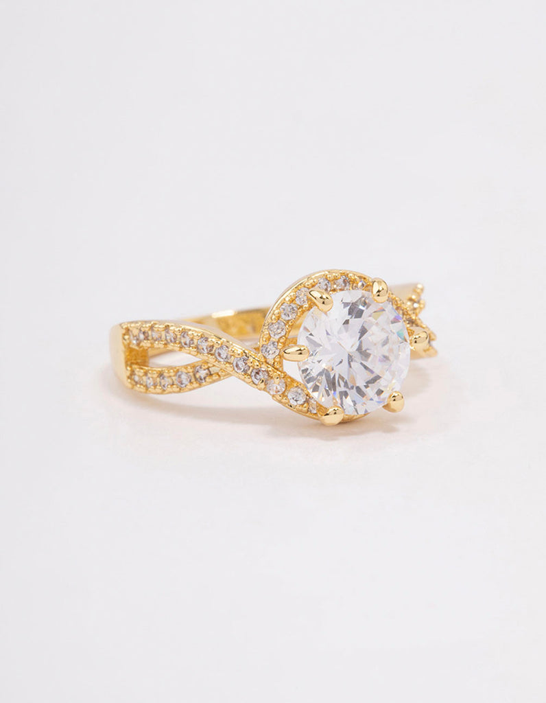 Gold Plated Round Infinity Halo Ring - Lovisa