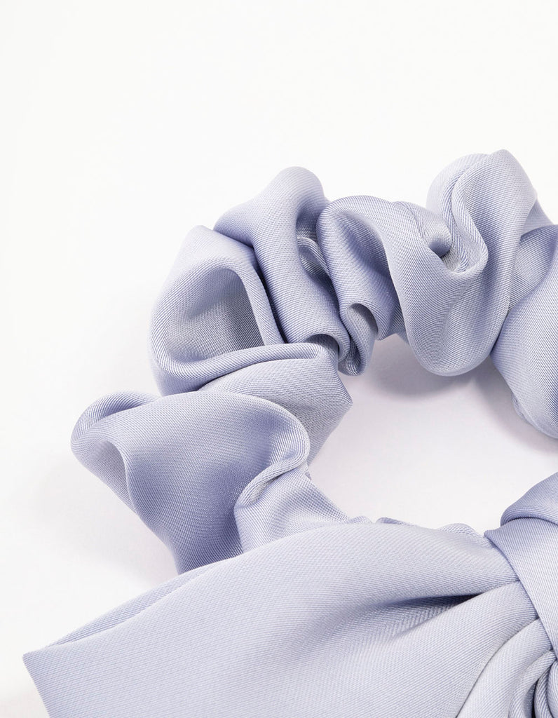 Blue Satin Bow Hair Scrunchie - Lovisa
